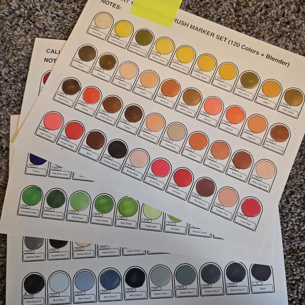 PRISMACOLOR 150 Colored Pencils Color Chart-2 Versions- Prefilled ...