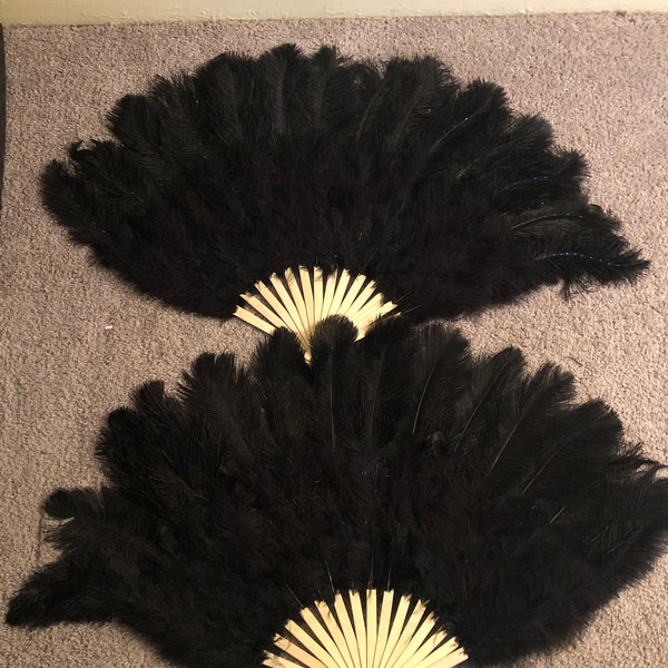 Feather Dance Burlesque Fans 32inchx18inch Wedding Bridal Feather ...