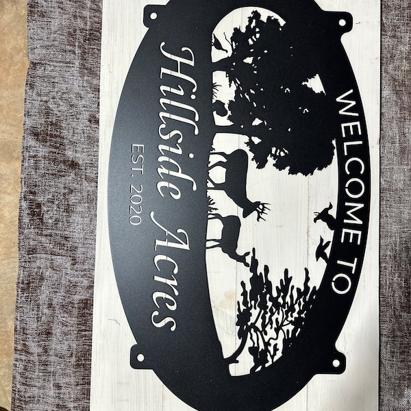 Metal WILDLIFE Sign With DEER TURKEY Sign , 4 Ft or 3ft Sign Customized ...