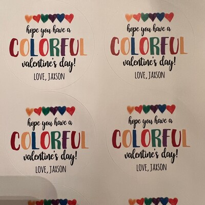 Hope You Have a Colorful Valentine's Day, Crayon Valentine Stickers ...