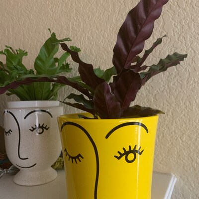 Face Decal for Flower Pot Vinyl Decal Flower Pot Sticker Gardening ...