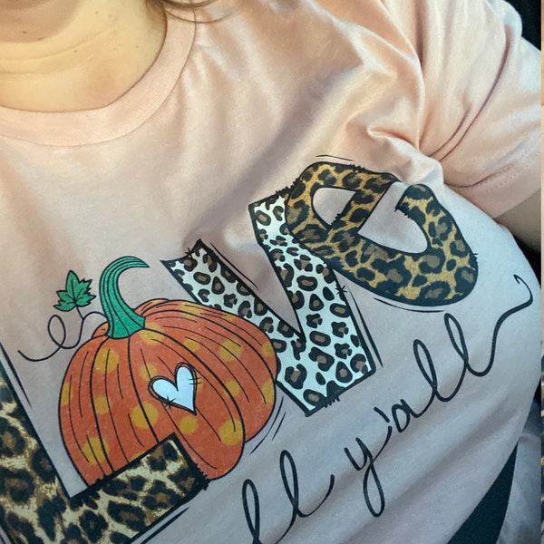 Love Fall Y'all Shirt, Leopard Print Fall Shirt, Thanksgiving,hello ...