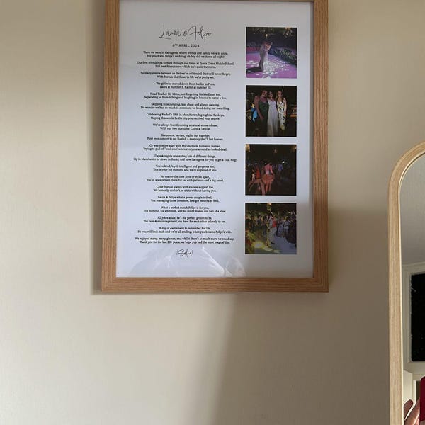 Personalised Photo Poem Print Available Framed. Use Your Own Photos ...