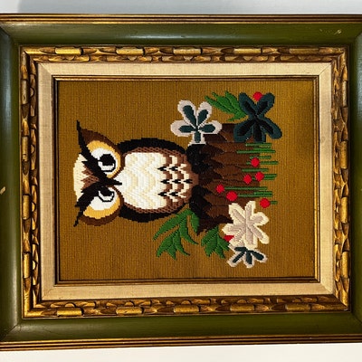 Vintage Crewel Embroidery Patterns / Mushroom Crewel / Floral Crewel ...