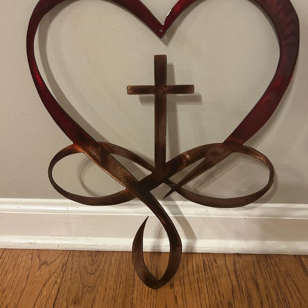 Eternal Love: Infinity Heart Cross Metal Wall Art - Steel, Copper ...