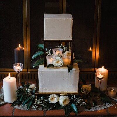 SET Metallic Square and Rectangle Cake Separator Metallic Cake Stand ...