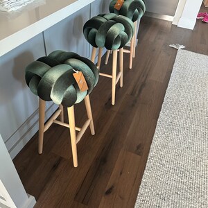 Woven Stool in Olive Green Velvet, Velvet Stool, Velvet Stools, Woven ...