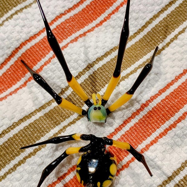 Glass Figurine Jumping Spider, Glass Brown Spider, Handblown Glass ...