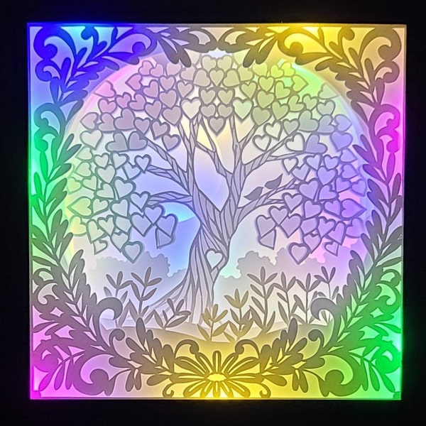Heart Tree Papercut Shadowbox Template, 7 Layers 3D Paper Lightbox, Diy ...