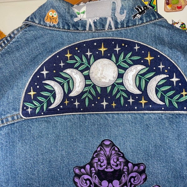 Moon Phases Large Back Patch - Iron on Embroidered Patches for Jackets ...