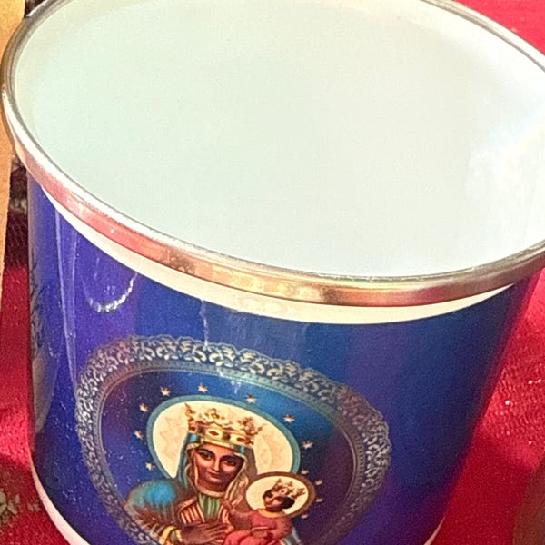 Eskòt OGOU FERAY Haitian Vodou Vèvès Enamel Mug **medium Size ...