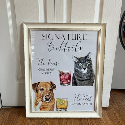 3 Pet Signature Drink Sign, Pet Signature Cocktail Sign, Cat Signature ...