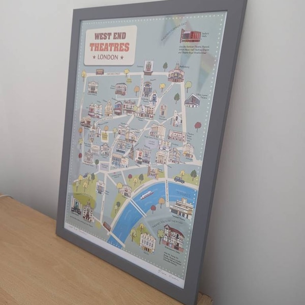 West End Theatres, Illustrated Map, London, Showing More Than 40 Famous Theatres, A4, A3 or A2 ...