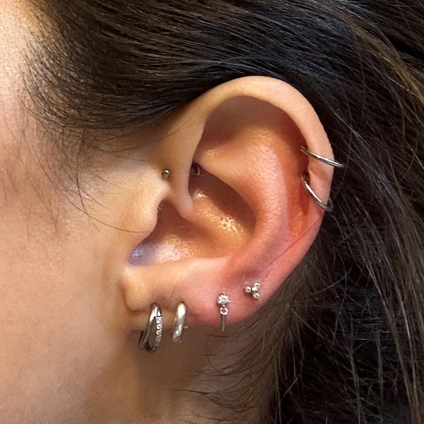 18g Push Pin Labret Stud • 925 Sterling Silver • Smile Stud • Tragus ...