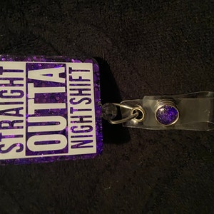 Night Shift Badge Reel, Work ID Holder, Glitter Badge Holder, Funny ...
