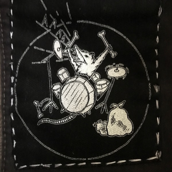 Folk Punk Drummer Opossum Patch - Original Art - Etsy