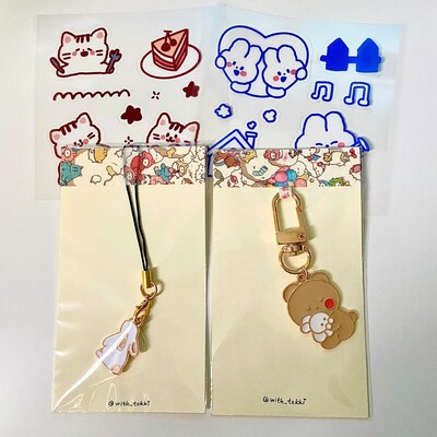 Cute Enamel Sakura Rabbit Keychain & Phone Strap - Etsy