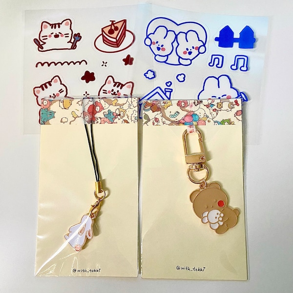 Cute Enamel Sakura Rabbit Keychain & Phone Strap - Etsy