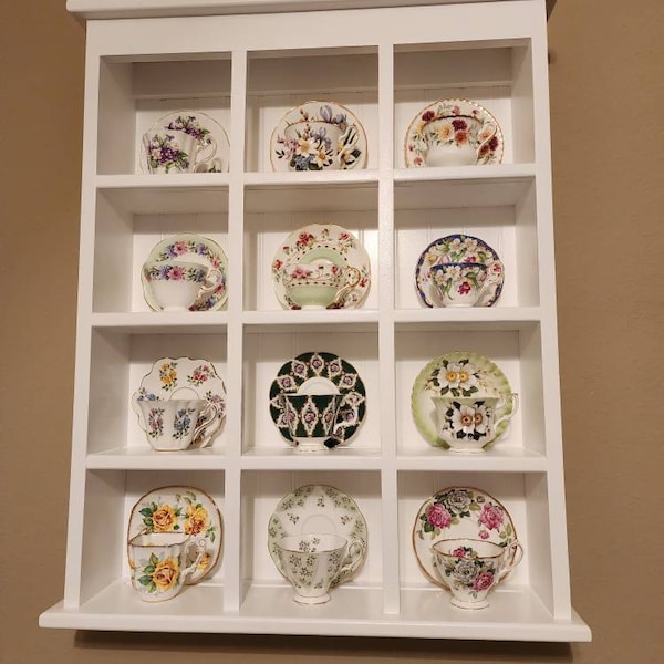 China Cabinet for Wall, Tea Cup and Saucer Display, Coffee Mug Display ...