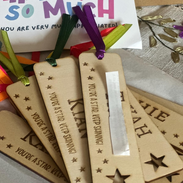 Personalised Wooden Bookmark | Gift Idea | Any Name | Student Incentive ...