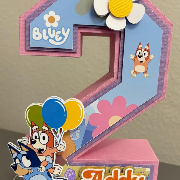 3D NUMBER BLUEY INSPIRED Birthday Party Decorations("7 Inches Height ...