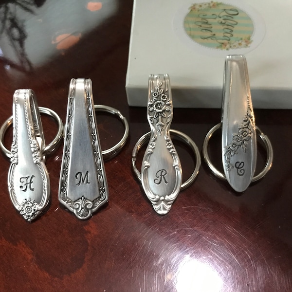 Spoon Handle Purse Hook Key Chain, Engraved Silverware Hand Stamped Key ...