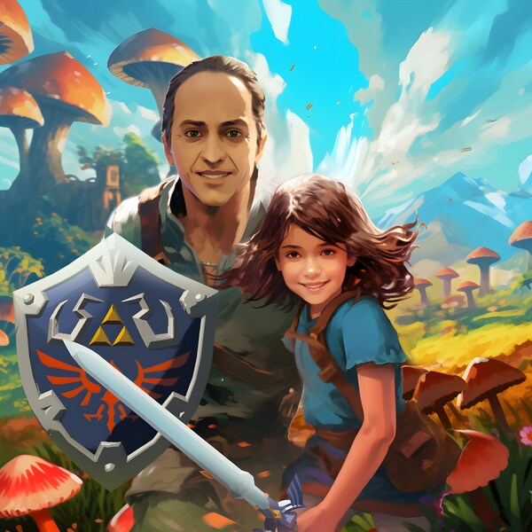 Custom Legend of Zelda Digital Portrait | Personalized Video Game Gift ...