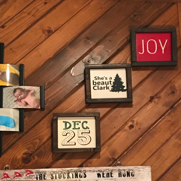 Dec. 25th - Rustic Wood Framed Mini Sign - Christmas Holiday Decor - Etsy