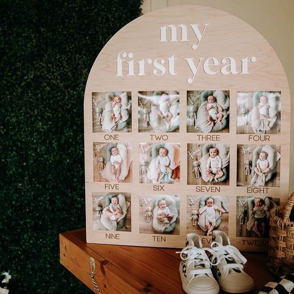 My First Year Photo Board, One Year of Photo Board, Baby 12 Month ...