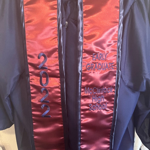 A Custom Grad Sash Grad Stole Custom Grad Sash Embroidered Satin Stoles ...