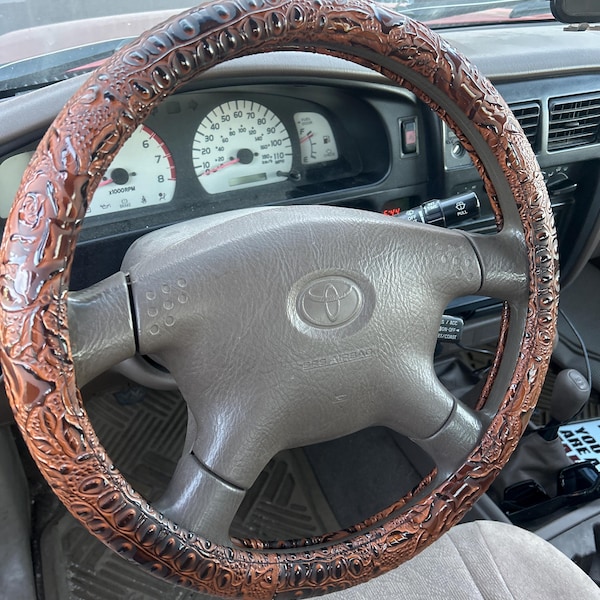 Retro Fashion Beige Brown Steering Wheel Cover,custom Text Four Seasons ...