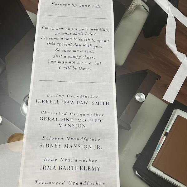 In Loving Memory Wedding Fabric Sign, Memory Chair Sign, Forever in Our ...
