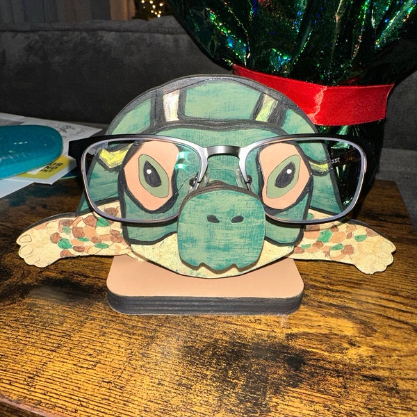 Turtle Eyeglass Holder Hand Painted, Cute Animal Glasses Stand, Perfect ...