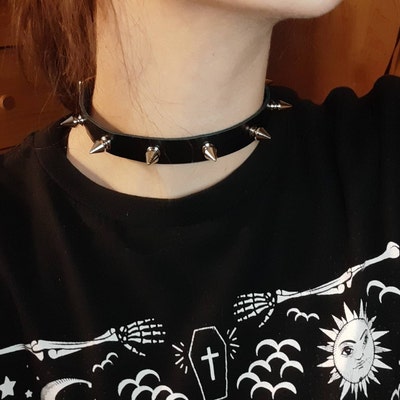 Leather Punk Collar With 9 Spikes - Etsy