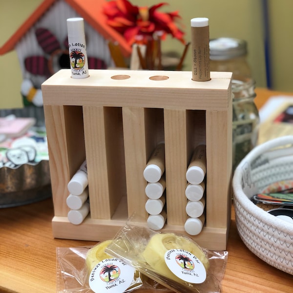 Lip Balm Tube Display 4 Slots Wooden Lip Balm Tube Tower Display - Etsy