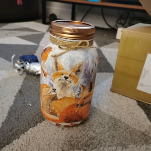 Decoupaged Fox Foxes Light up Glass Mason Jar Handmade - Etsy UK