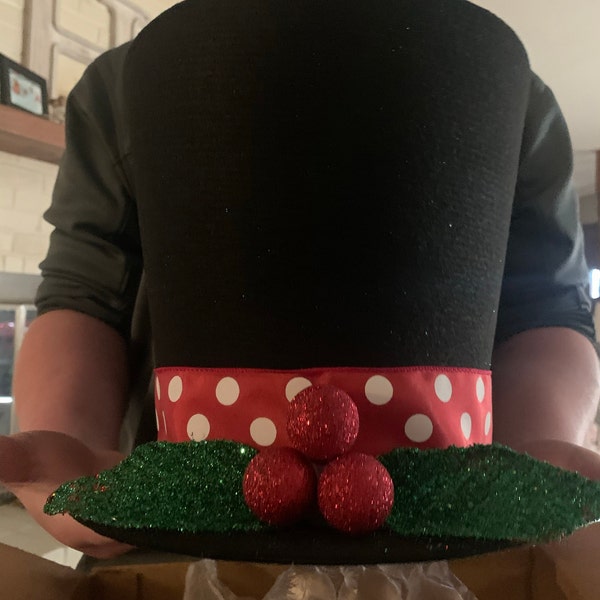Frosty Snowman Top Hat Christmas Tree Topper: Holly Berry Decor - Etsy