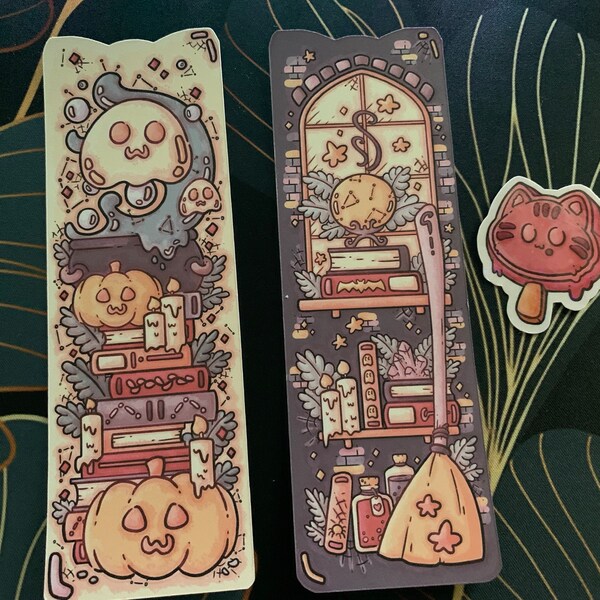 2"x6" Witch Library Halloween Bookmark With Tassel, Spooky Aesthetic ...