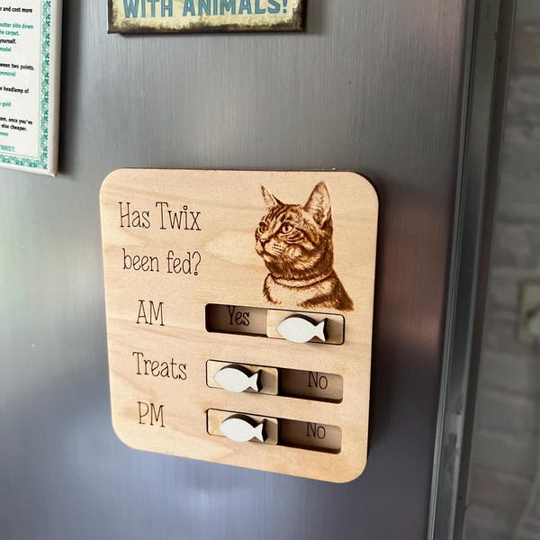 Petsonalised Pet Food Tracker Magnet, Cat Feeder Reminder, Has the Cat ...
