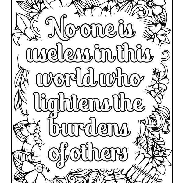 250+ Adult Motivational Quote Coloring Pages - Etsy