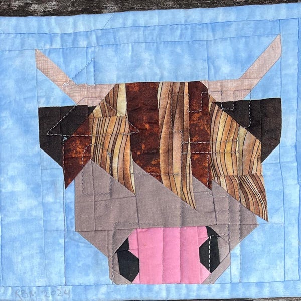 Highland Cow Quilt Block Pattern Animal PDF -includes Instructions for ...