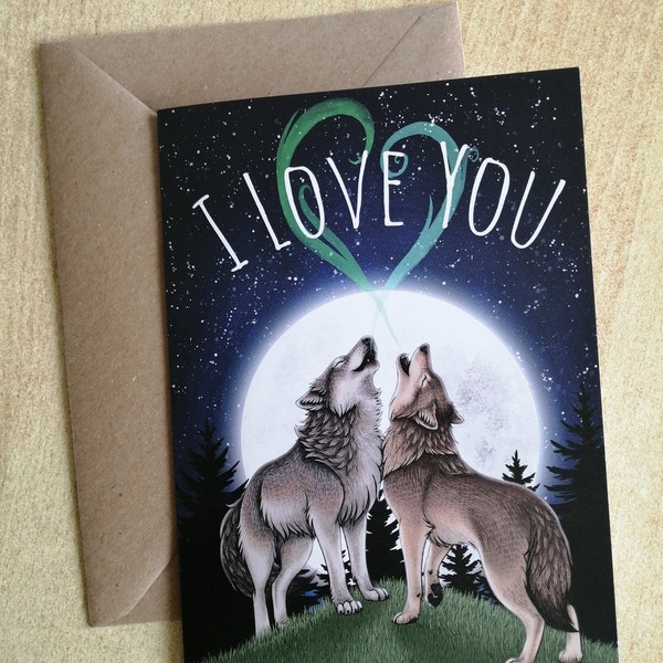 Wolf Song Illustration I Love You Card - Etsy