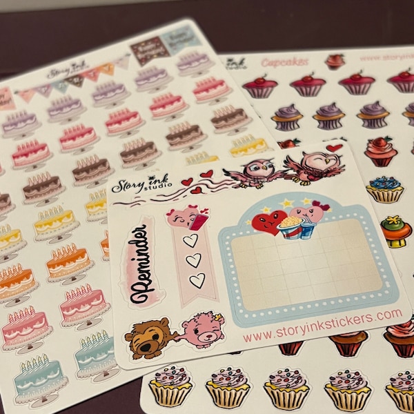 Mini Birthday Cake Stickers / Great for Erin Condren Lifeplanner ...
