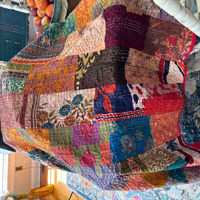 Bohemian Patchwork Quilt Kantha Quilt Handmade Vintage Quilts Boho King ...