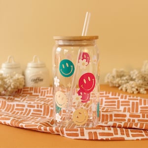 16oz Libbey Can Wrap SVG Trendy SVG Smiley Face Svg Groovy Svg Retro ...