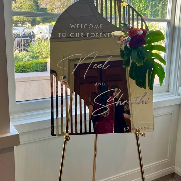 Acrylic Gold Wedding Welcome Sign, Mirror Welcome Sign, Arch Wedding ...