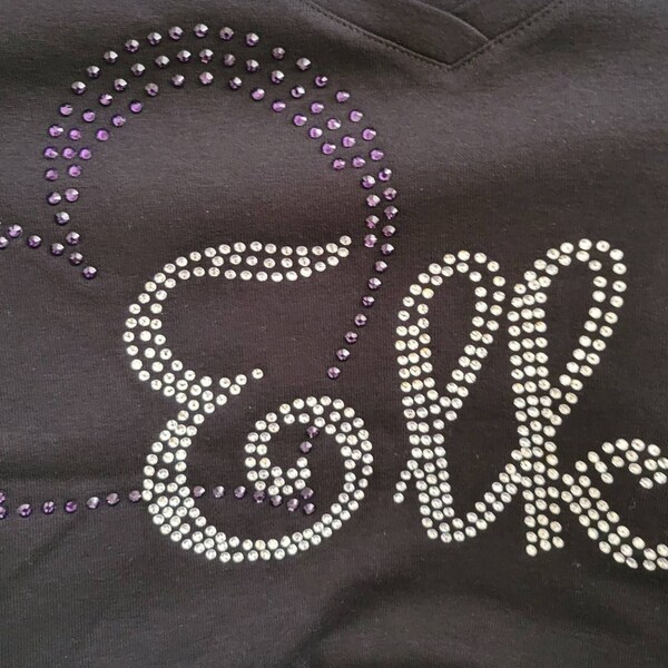 Rhinestone BPOE Elks Shirt With Heart Accent – Three Quarter Sleeve V ...