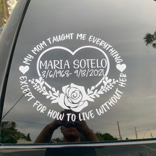 Mom Mother Memorial Vinyl Decal, Custom Tribute Remembrance Sticker ...