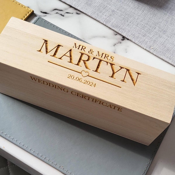 Personalised A4 Wedding Certificate Box Gift Mr and Mrs - Etsy