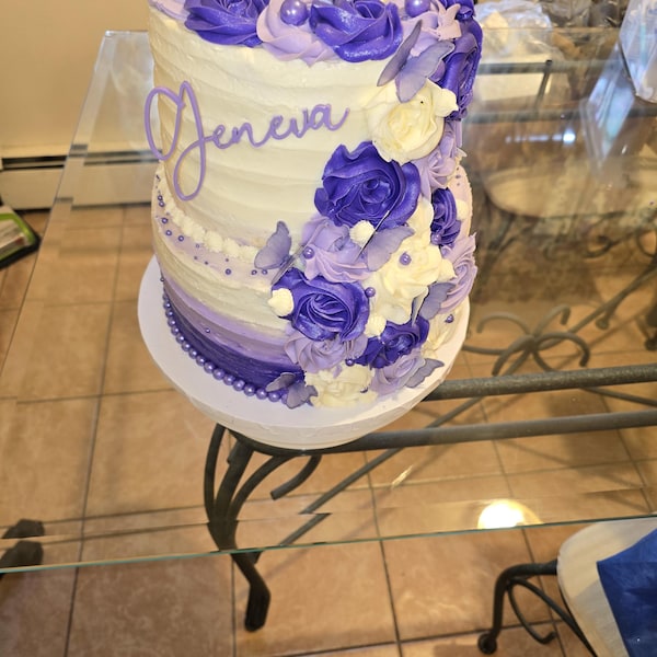 Acrylic Personalized Name Cake Charm Plaque in Cursive Script ...